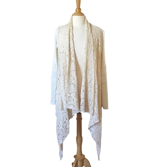 Aratta | Sweaters | Aratta Silent Journey Cream Lace Crochet Open Front ...